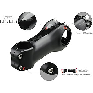 ZECHAO 28.6/31.8MM Carbon Road Bike Stem,T700 Carbon Stem 6 Degree Mountain Bike Stems Positive and Negative Cycling Parts Bike Stem (Color : Black, Size : 110mm)
