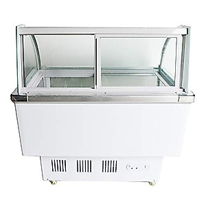 INTBUYING Commercial Hard Ice Cream Showcase 12 Pan Gelato Dipping Cabinet Freezer Display Case 110V