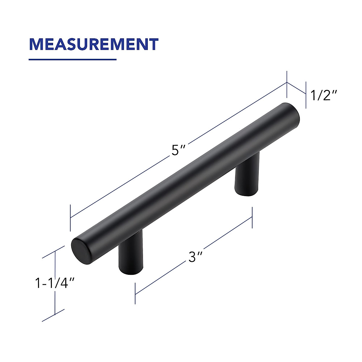 10 Pack 5 Inch Length Kitchen Cabinet Handles with 3 Inch Hole Center Matte Black Cabinet Pulls Stainless Steel Drawer Pulls,Cabinet Knobs for Dresser Drawer