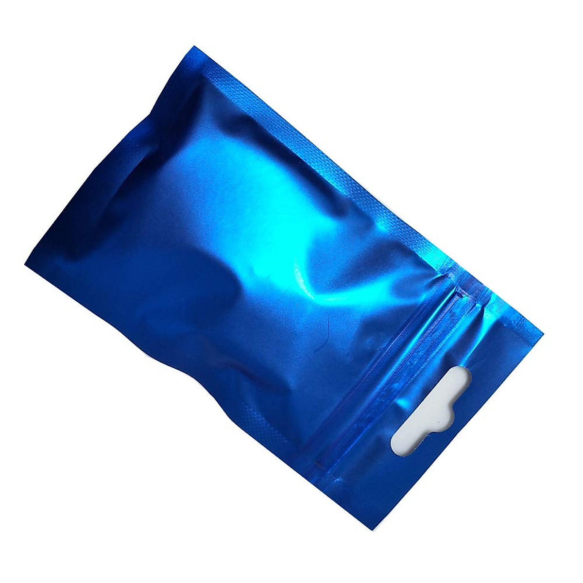 FERENLI 100Pcs Matte Mylar Bags for Zip Flat Foil Lock Food Storage Bag Plastic Window Coffee Bean Candy Package Pouch Zipper Lock with Euro Hang Hole (7.5x12cm (3x4.7 inch), Blue)