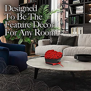 GLAMOUR BOUTIQUE 16-Piece Forever Flowers Heart Shape Box - Preserved Roses, Immortal Roses That Last A Year - Eternal Rose Preserved Flowers for Delivery Prime Mothers Day & Valentines Day - Red