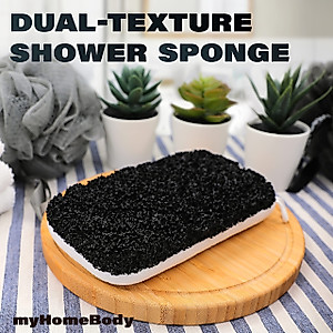 myHomeBody Extra Exfoliating Body Scrubber, Bath Sponge for Women, Loofah Exfoliator for Men, 1pc