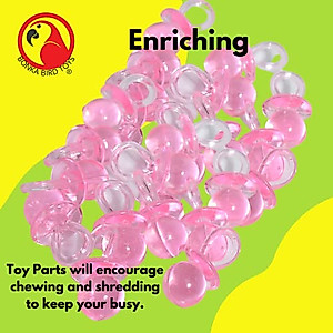 Bonka Bird Toys Blue Pink Yellow Clear Acrylic Pacifiers Foot Talon Craft Part Baby Binkie Shower Decoration Party Small Medium Large Bright Color Durable (Medium 24 Pieces, Pink)