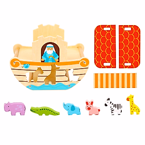 woody treasures Wooden Toys - Noah's Ark Toy (Educational & Development Toys, Great Gift for Girls and Boys)