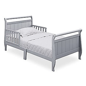 Delta Children Wood Sleigh Toddler Bed, Grey, Crib
