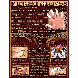 Finger Gloves (tm) by Carmel and Savona = Reusable Natural Rubber that fits like a Durable Second Skin ~ May be trimmed to any preferred length while still remaining Reusable + Touch Screen Compatible