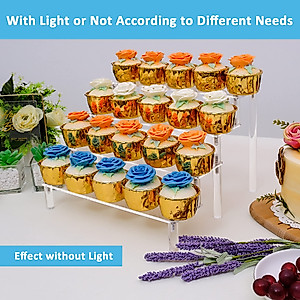 4 Tier Shelf Cake Pop Stand (Yellow) +5 Tier Premium Cupcake Holder – Acrylic Cupcake Tower Display – Cady Bar Party Décor – Acrylic Display for Pastry Weddings, Birthday (Colorful)