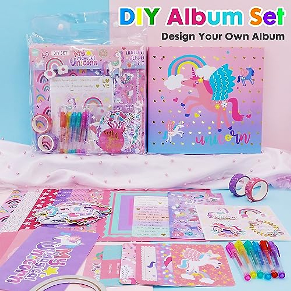 DIY Journal Kit for Girls, Personalized Diary & Scrapbook Stuff for Teens Girls, Decorate Your Planner/Organizer, Journaling Arts Craft Kit Birthday Gifts Ideas for Girls Ages 6-15 Years Old