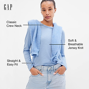 GAP Womens Foreversoft Long Sleeve Crew Neck T-Shirt Khaki