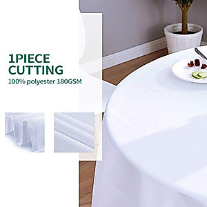 Surmente Tablecloth 120 Inch Round Polyester Table Cloth for Weddings, Banquets, or Restaurants (White) …