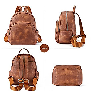 Telena Small Backpack Purse for Women Girls Cute Mini Leather Backpack Travel Shoulder Bags Brown
