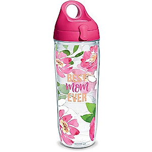 Tervis Best Mom Ever Floral Made in USA Double Walled Insulated Tumbler Travel Cup Keeps Drinks Cold & Hot, 24oz Water Bottle, Classic