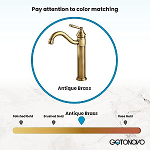 Antique Brass Single Handle Bathroom Sink Faucet Brushed Brass Long Reach Bathroom Faucet Mixer Tap Brushed Brass Pop Up Drain Without Overflow Included Hot and Cold Water