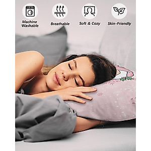 Edwiinsa Blush Pink Santa Pillow Covers Standard Size Set of 2 Bed Pillow, Plush Soft Comfort for Hair/Skin Cooling Pillowcases with Envelop Closure 20x26 Inches Christmas Romantic Snowflake Berry