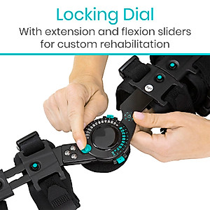 Vive Hinged Elbow Brace (Fits Right) - Range of Motion Support Sling Stabilizer for Dislocated Arm - ROM Adjustable Splint & Shoulder Strap - Post Tendon Injury & Surgery Pain Relief Recovery