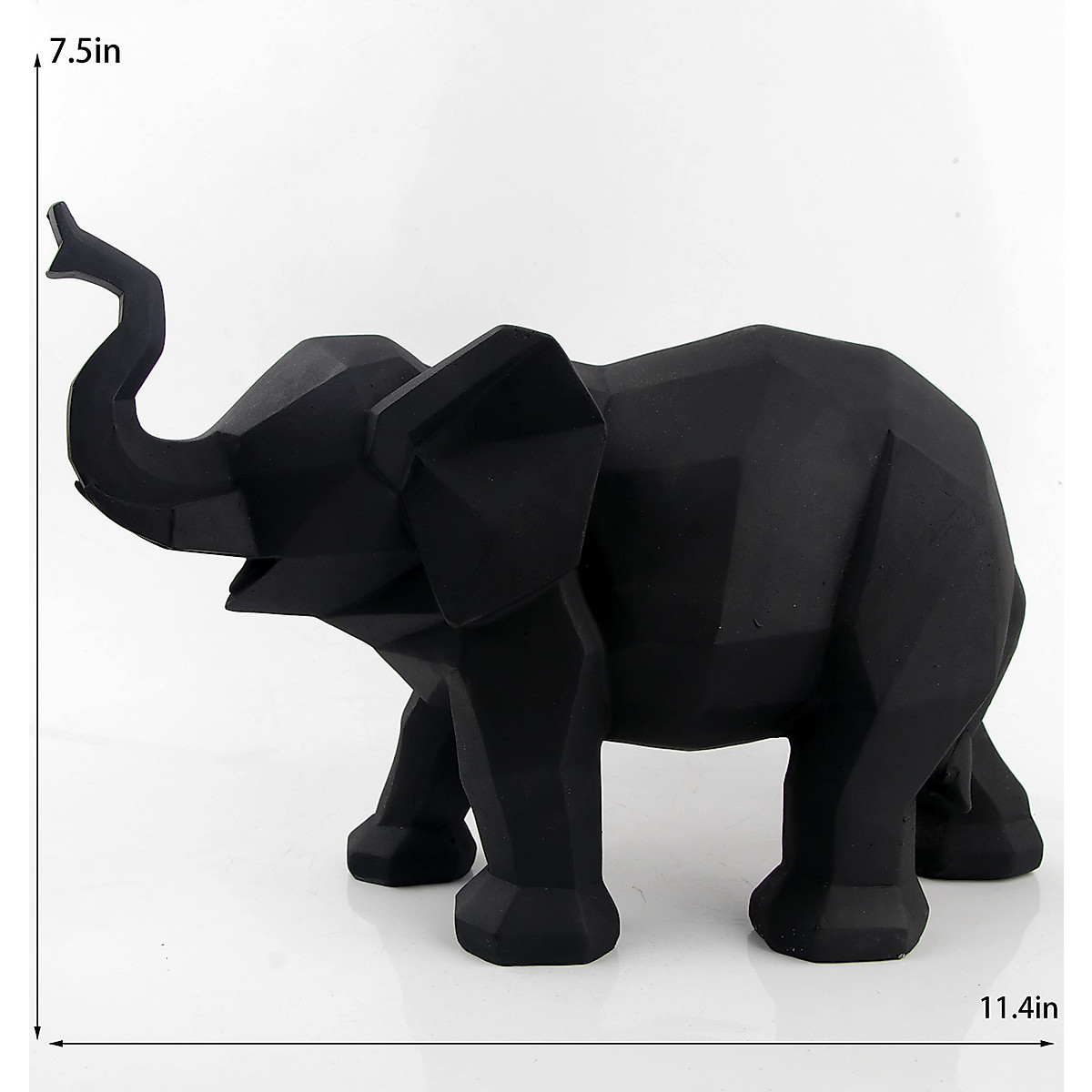 ABEESEA Large Black Elephant Sculpture Statue Collectible Figurines with Trunk Up Wealth Lucky Elephant Figurine,Perfect for Home Decor Gift