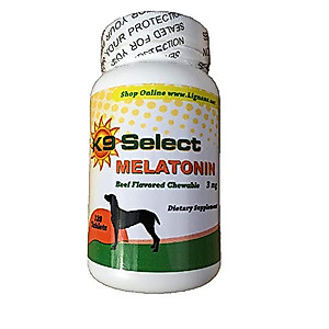 K9 Select Melatonin for Dogs, 3mg - 120 Beef Flavored Chewable Tablets - Canine Sleep Aid