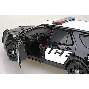 2015 Ford Interceptor Police Car Black/White 1/24 by Motormax 76954