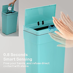 13 Gallon Trash Can, Automatic Kitchen Trash Can with Motion-sensing Lid, Touchless High-capacity Garbage Can Rectangular Trash Can with Lid, Plastic Garbage Cans for Kitchen Bathroom Bedroom Office