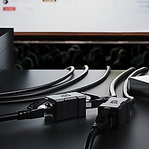 2× RJ45 Coupler with Extra Shielding– Network Cable Connector & Ethernet Cable Extender (Two RJ45 Jacks, Easy Way to Connect/Extend Ethernet Cables, CAT 7 for up to 10Gbit/s, Black) – by CableDirect