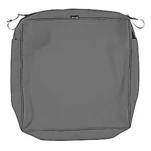 Classic Accessories Montlake FadeSafe Water-Resistant 25 x 25 x 5 Inch Square Outdoor Seat Cushion, Patio Furniture Chair Cushion, Light Charcoal Grey, Outdoor Cushion Cover