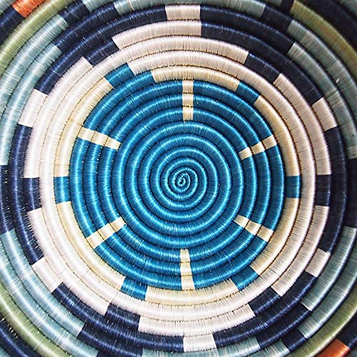 African Basket- Mwangaza/Rwanda Basket/Woven Bowl/Sisal & Sweetgrass Basket/Blues, Orange, Green, Yellow, White