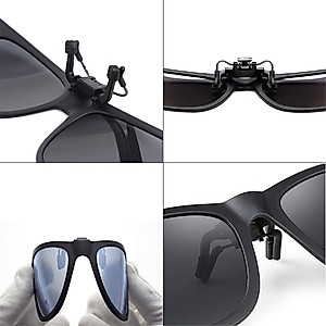 LUFF Polarization Clip-On Sunglasses Unisex-Elegant&Comfortable Clips Flip up Myopic Sunglasses for Outdoor/Driving/Fishing (Dark Grey)