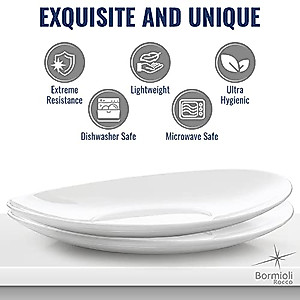 Bormioli Rocco Prometeo 18 Piece Dinnerware, Sets For 6, Tempered Opal Glass, Clean White, Curved Design With External Textures, Dishwasher & Microwave Safe.