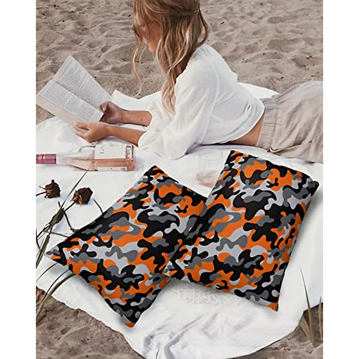 Funnywall88 Waterproof Throw Pillow Covers Set of 2 Camo Couch Pillow Cases Outdoor Sofa Cushion Cover Home Decor for Bed Living Room, 20" x 12"