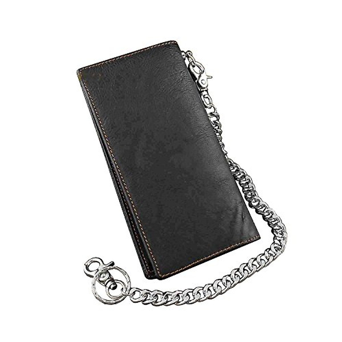 Biker Rock Star Concho Mens Card Money Long Black Real Leahter Wallet With Chain