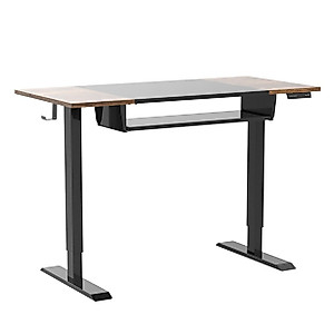 Tangkula Standing Desk with Keyboard Tray, Height Adjustable Electric Sit Stand Desk with Splice Board, Anti-Collision Technology & 2 Hooks, 48 x 24 Inch Stand Up Workstation for Home Office