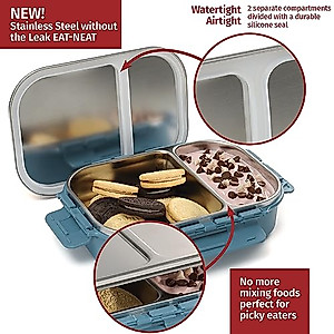 Signoraware Stainless Steel Bento Box Adult Lunch Box For Men, Women, Kids Bento Lunch Box Leak Proof Between 2 Compartments Meal Prep Containers Lunch Containers For Adults And Kids School Aqua Blue