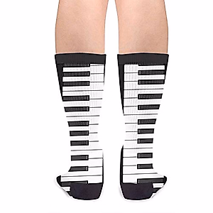 Piano Music Key Black Fun Colorful Novelty Graphic Crew Tube Socks For Men Women