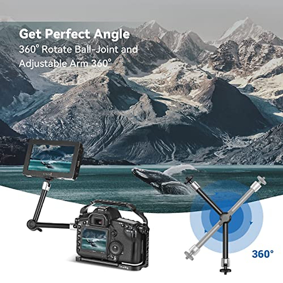 SmallRig 9.8 inch Adjustable Articulating Magic Arm with Both 1/4" Thread Screw for LCD Monitor/LED Lights - 2066B