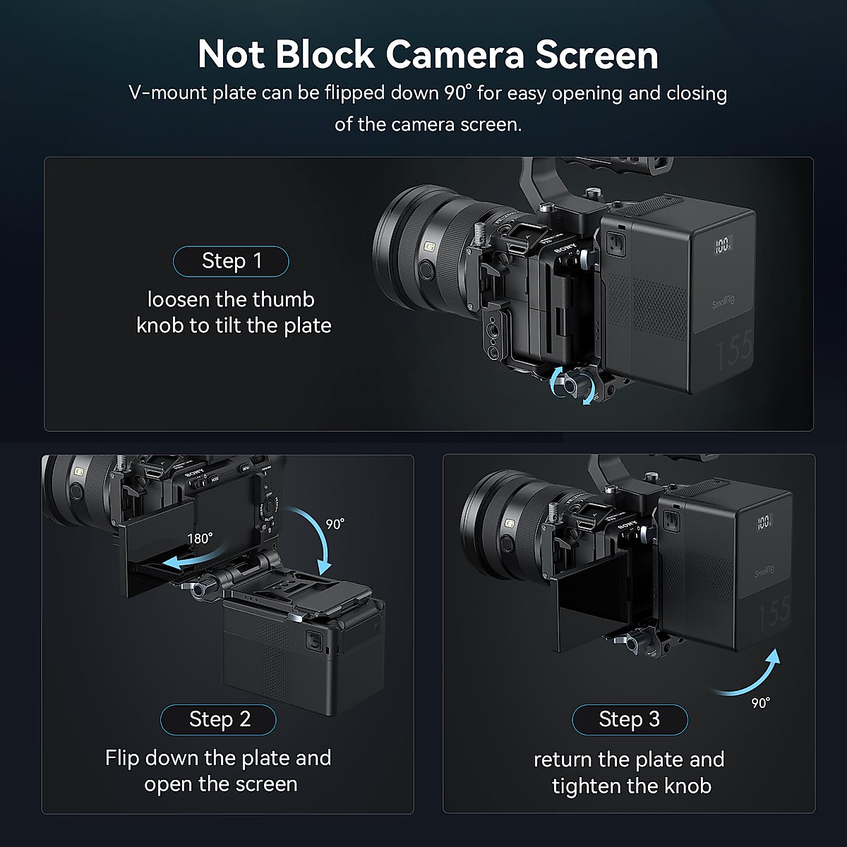 SmallRig V-Mount Battery Plate with Double Quick Release Plate for Arca, Quick Release Chest Pad, 15mm rods, L-Shape Compact & Foldable V Mount Battery Plate for DSLR Cameras, Gimbals & Tripod - 4063B