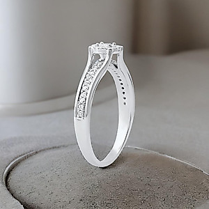 Dazzlingrock Collection 0.25 Carat (ctw) Round Diamond Women Split Shank Promise Engagement Ring 1/4 CT, Sterling Silver, Size 6