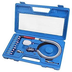 VOTOER 1/8" (3mm) Pneumatic Air Micro Die Grinder Polishing Tool Kit, 3mm Chuck Pencil Type Rotary Engraving Cutting Grinding Tool Set, 58000RPM, 90psi
