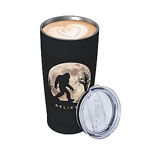Funny Bigfoot Sasquatch Full Moon 20oz Tumbler Stainless Steel Vacuum Insulated Double Wall Travel Tumbler, Durable Insulated Coffee Mug, Thermal Cup With Lid and Straw for Hot & Cold Drinks