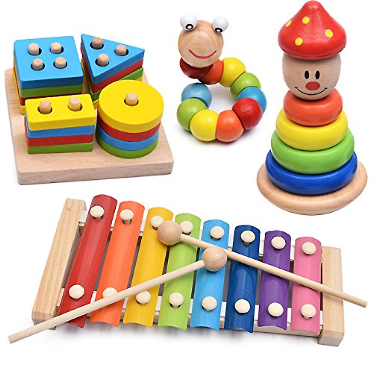 2 Pair Wood Mallets Percussion Sticks for Chime, Xylophone, Wood Block, Glockenspiel and Bells