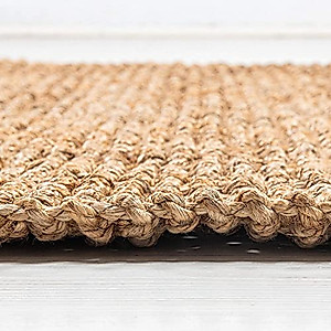 Natural Jute Boucle 6'x9' Doormat 6ft x 9ft 6x9, Hand Woven & Reversible for Living Room Kitchen Entryway Rug, Jute Burlap Braided Rag Rug, Farmhouse Rag Rug, Rustic Rug, Natural Look Rug