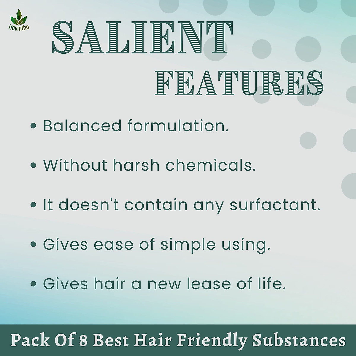 Havintha Natural Shampoo for Hair with Amla Reetha Shikakai Methidana Hibiscus Bhringraj Brahmi and Flax Seed Powder, 227gm