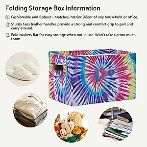 AUUXVA Storage Bins Canvas Fabric Storage Basket 2pc Tie Dye Collapsible Storage Cube Box with Handles for Clothes, Book, Toys, Shelf, Gift Baskets