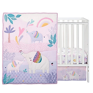 Bedtime Originals Elephant Dreams 3-Piece Pink Nursery Baby Crib Bedding Set