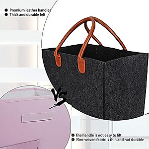 Stair Basket with Leather Handles | Staircase Baskets for Carpeted Stairs and Wooden Stairs | L-Shape Stair Storage Organizer for Home and Office Decor