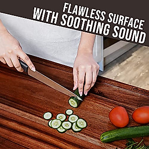 Cucina Green 30 Inches Noodle Board Stove Cover & Cutting Board - Large Acacia Wood Chopping Board with Juice Groove Adjustable Non Slip Rubberized Legs - Multi-Purpose Carving Board & Serving Tray