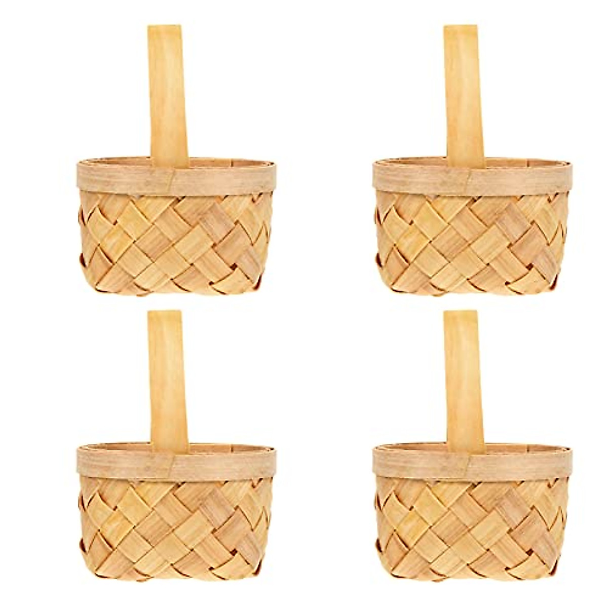 YARNOW Small Wicker Basket with Handle 4pcs Woven Storage Baskets Wedding Flower Girl Basket Rustic Decorative Flower Basket Empty Gift Basket Candy Storage Basket (S) Small Woven Basket with Handle