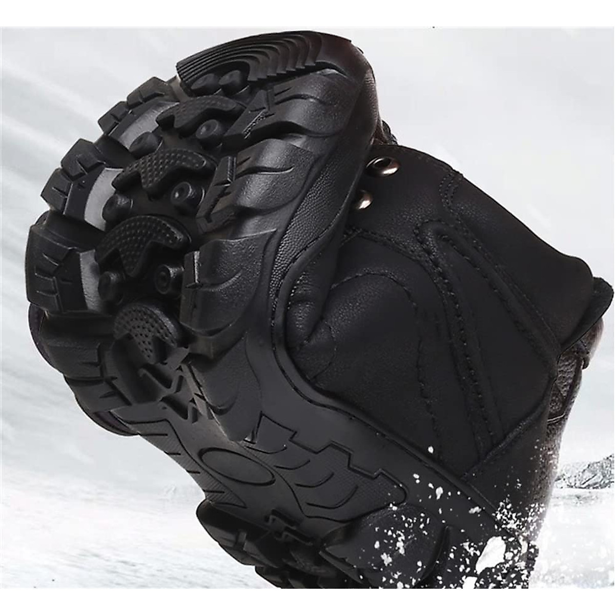 crazynekos Mens Winter Fashion Trekking Backpacking Snow Boots Water Resistant Shoes Non-Slip Fully Fur Lined Breathable Lightweight Hiking Boot (Khaki,8.5)