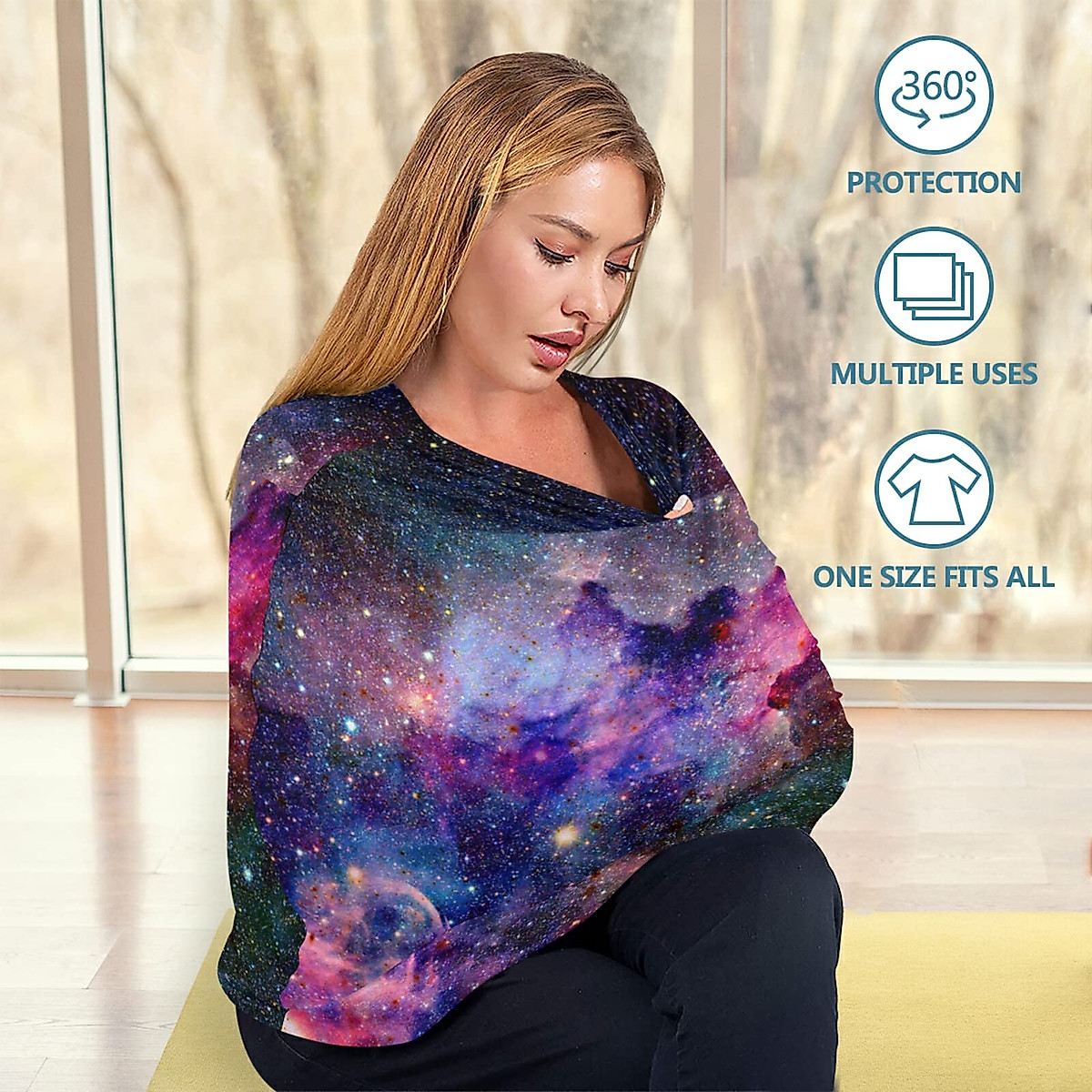 Nursing Cover Breastfeeding Scarf Space Galaxy- Baby Car Seat Covers, Infant Stroller Cover, Carseat Canopy(57)