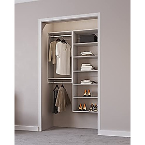 Closet Kit with Hanging Rods & Shelves - Corner Closet System - Closet Shelves - Closet Organizers and Storage Shelves (White, 63 inches Wide) Closet Shelving