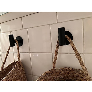 UPEYXDQR Adhesive Hooks 2 pcs 304 Stainless Steel Robe Hook Holder Heavy Coat Hook for Bathroom Kitchen Livingroom Garage Hotel Brushed Finish (Matte Black)